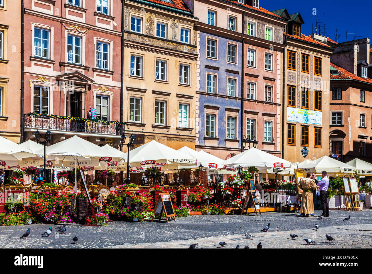 Summer in Stary Rynek, Old Town Market Place in Warsaw, Poland Stock ...