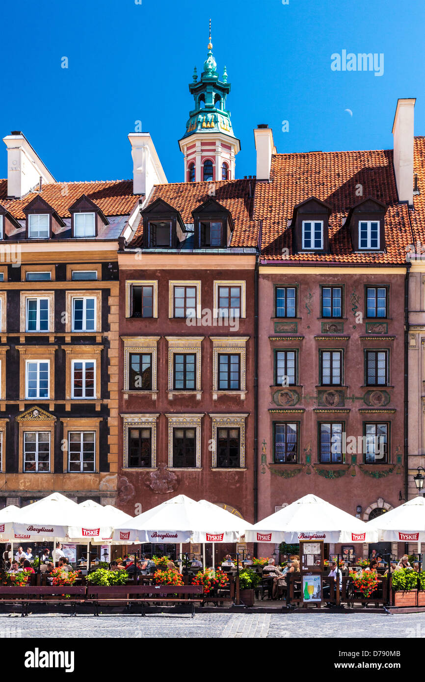 Summer in Stary Rynek, Old Town Market Place in Warsaw, Poland Stock ...