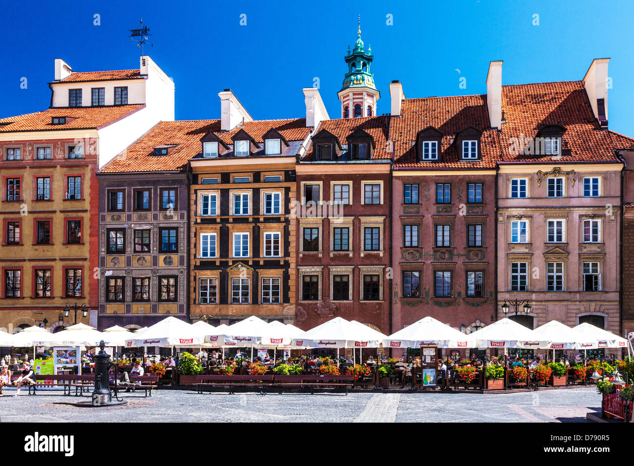 Summer in Stary Rynek, Old Town Market Place in Warsaw, Poland Stock ...
