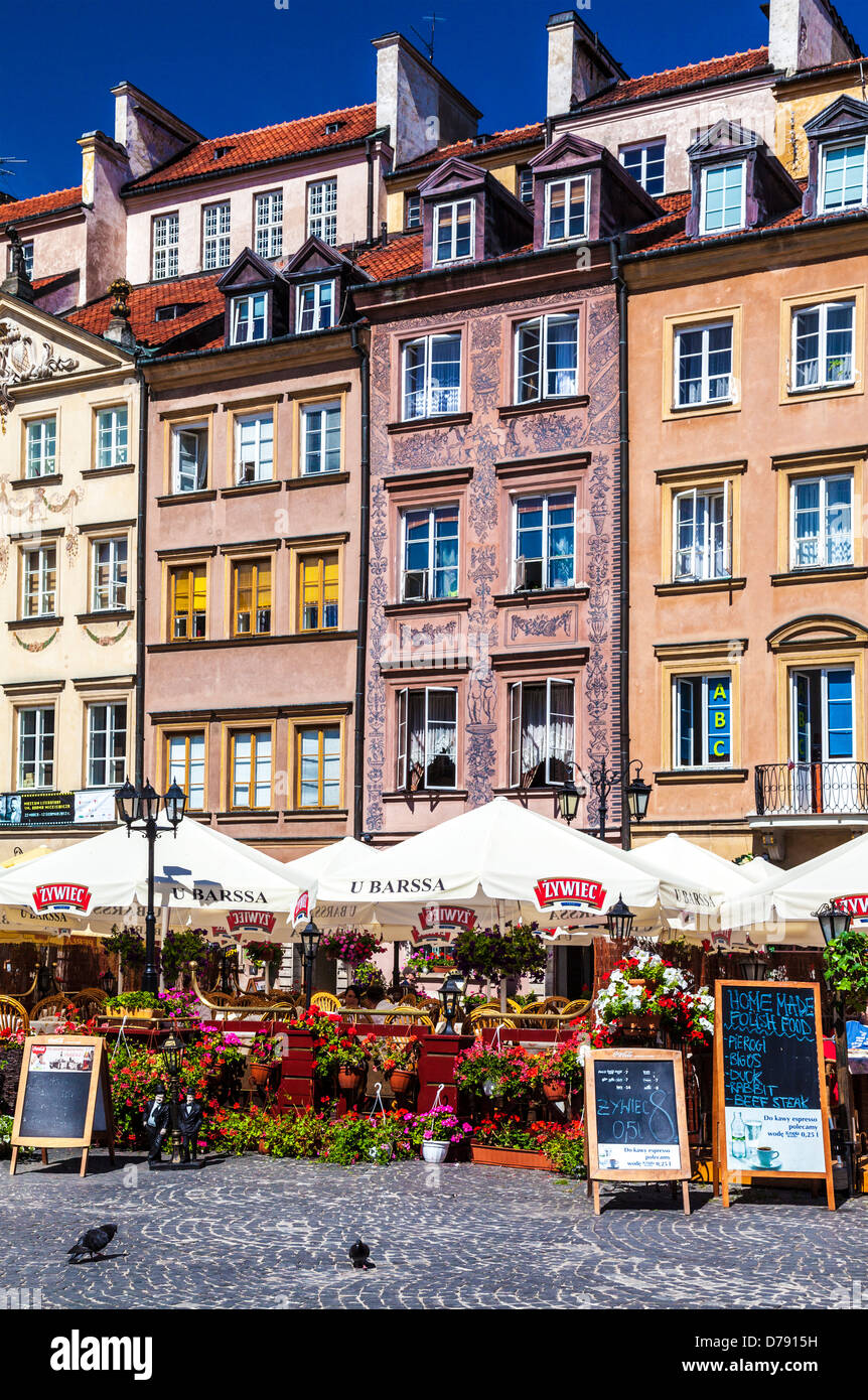 Summer in Stary Rynek, Old Town Market Place in Warsaw, Poland Stock ...
