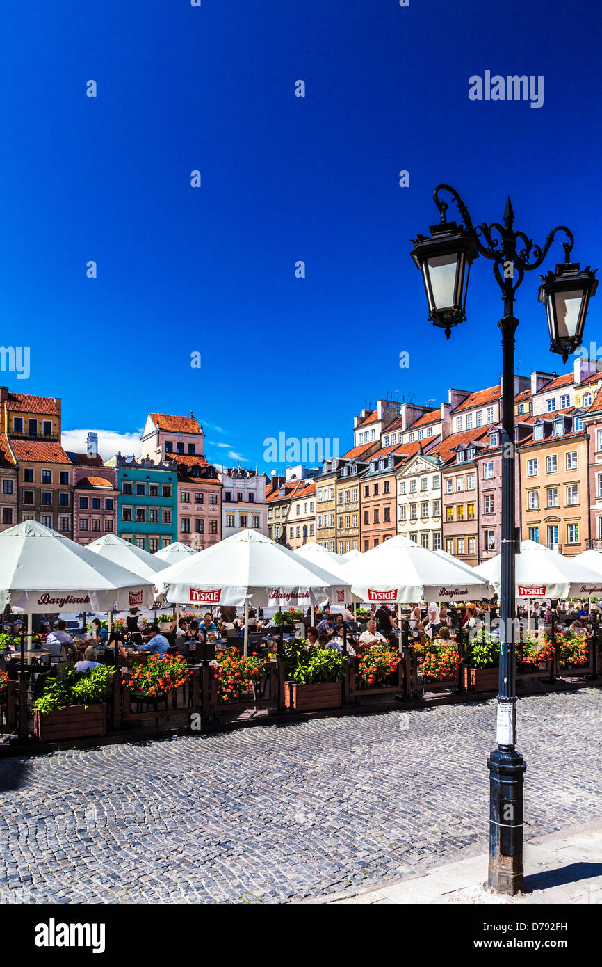 Summer in Stary Rynek, Old Town Market Place in Warsaw, Poland Stock ...