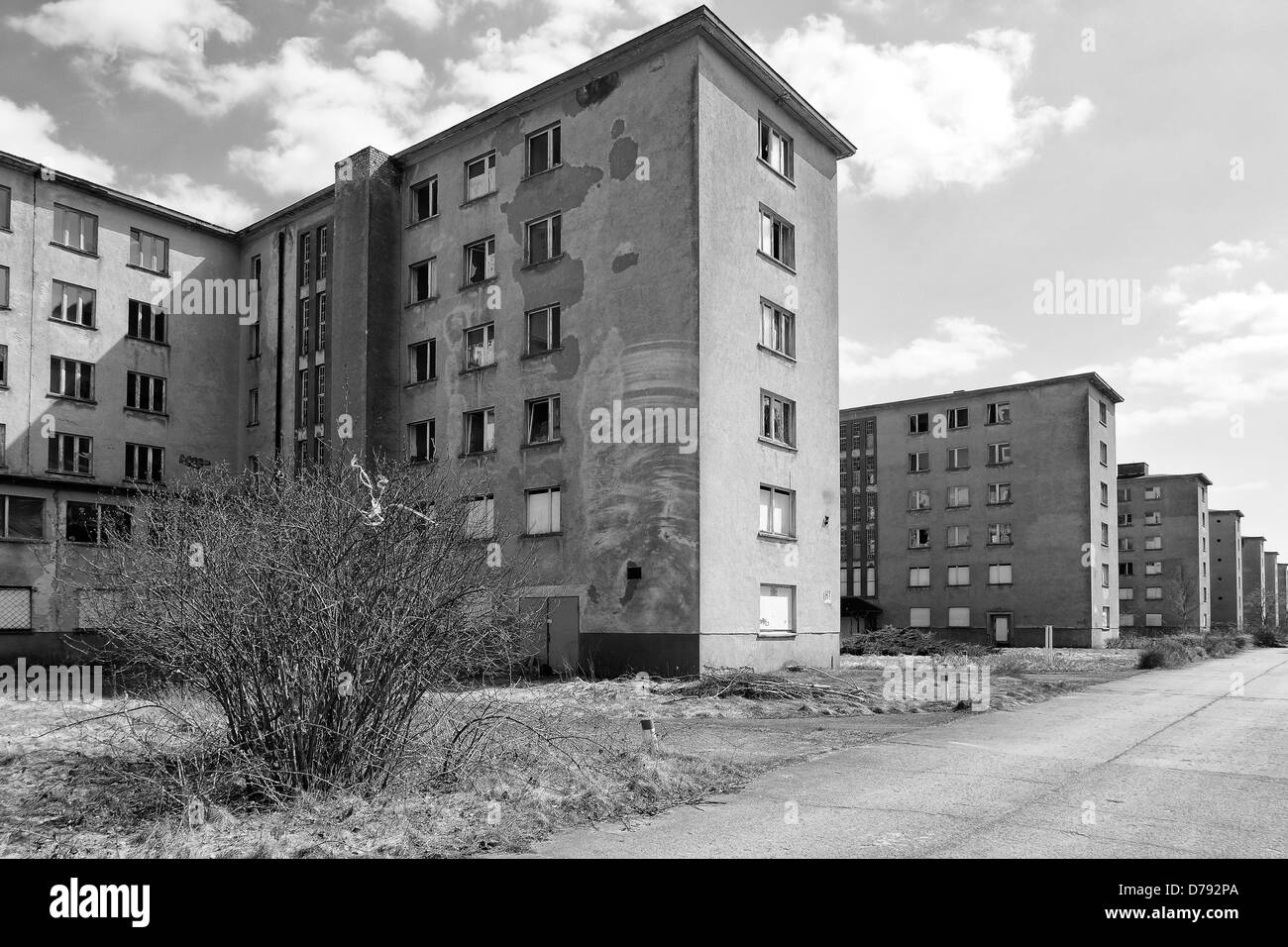 B&W photograph of the former Prora Holiday Complex, Prora, Rügen ...