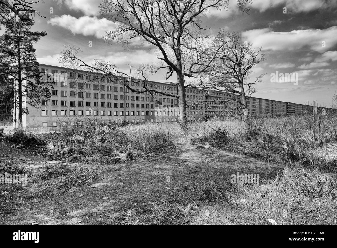 B&W photograph of the former Prora Holiday Complex, Prora, Rügen ...