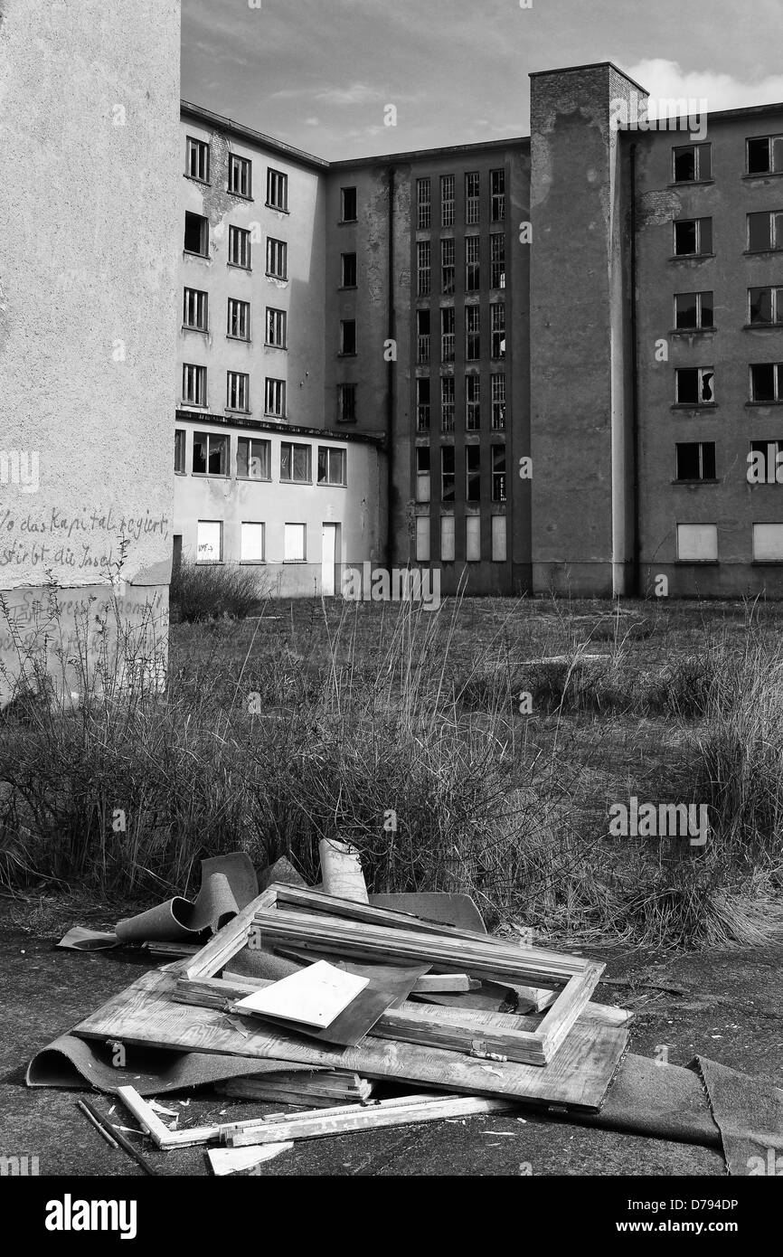 B&W photograph of the former Prora Holiday Complex, Prora, Rügen ...