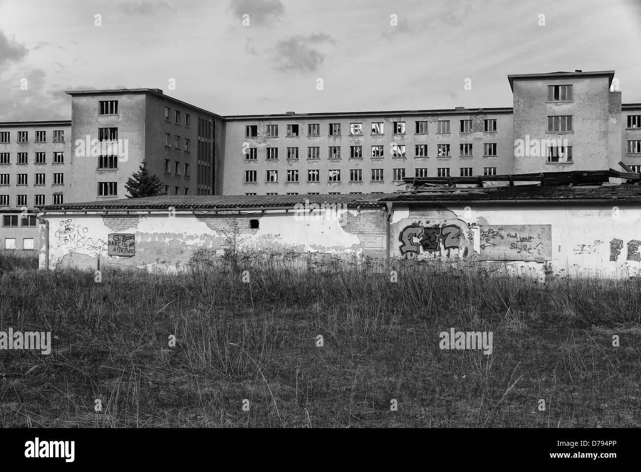 B&W photograph of the former Prora Holiday Complex, Prora, Rügen ...