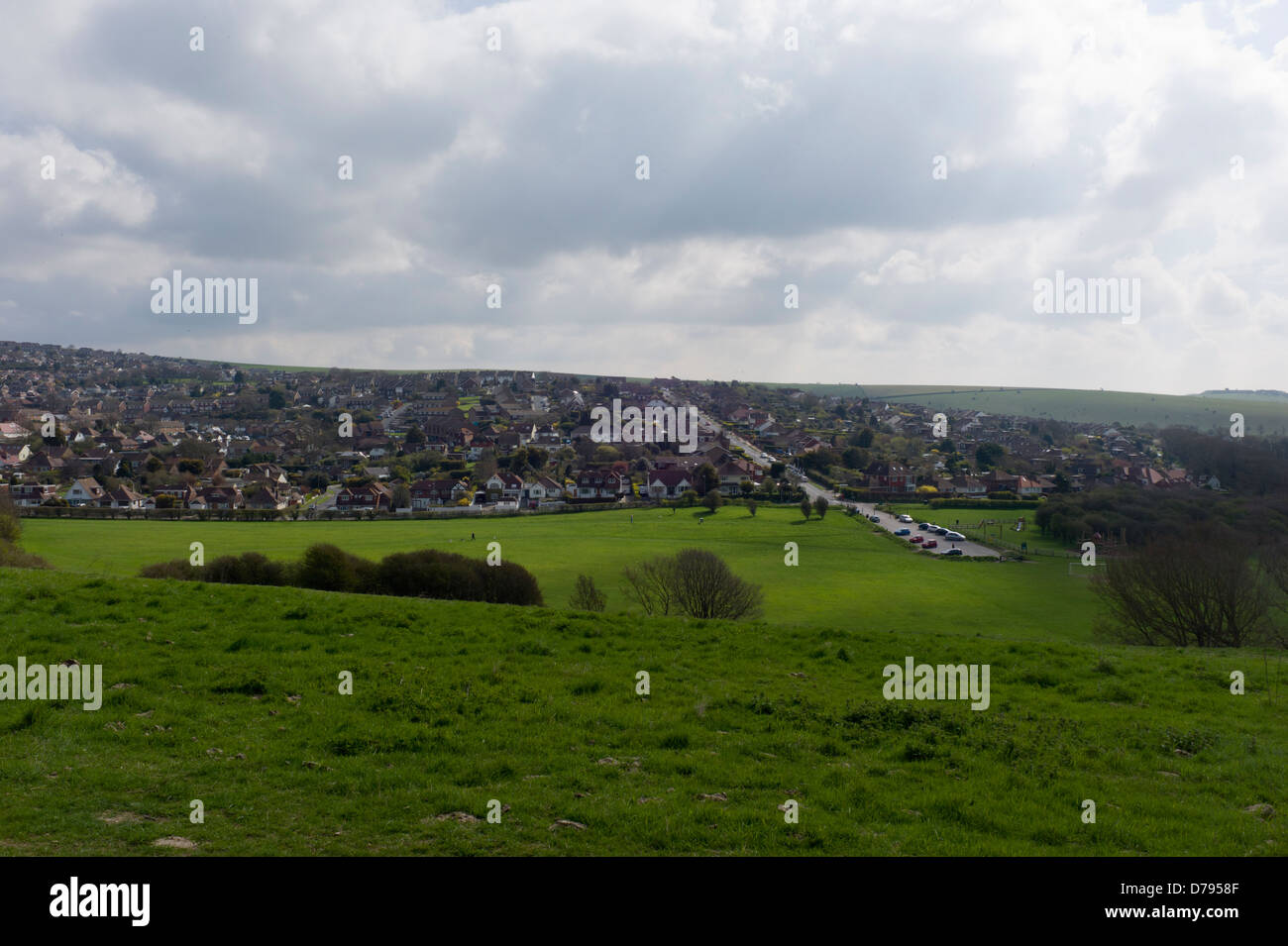 Housing estate from surrounding fields, Woodingdean, Brighton, UK Stock ...