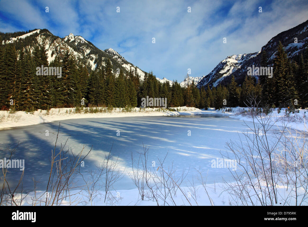 Gold Creek Basin Pond Iced Over Stock Photo - Alamy