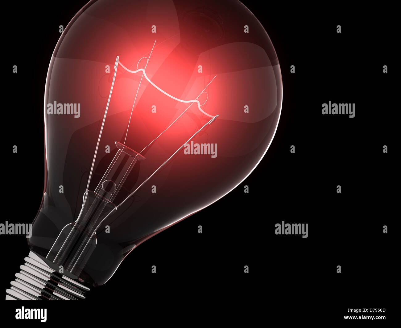 red light bulb against black background Stock Photo - Alamy