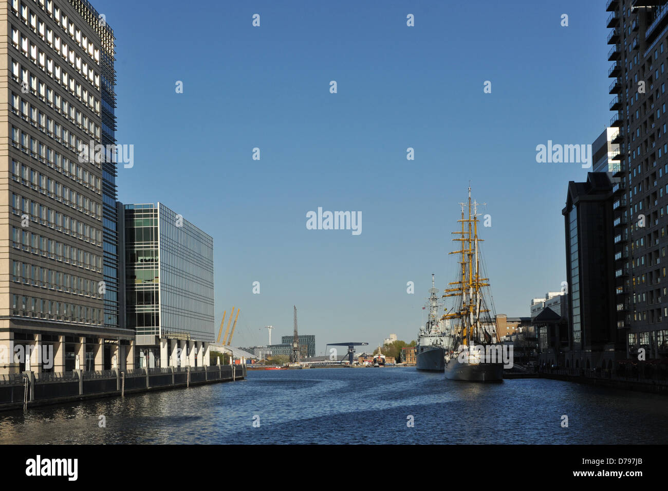 South Quay, Canary Wharf, London, UK. 1st May 2013. Military ships ...