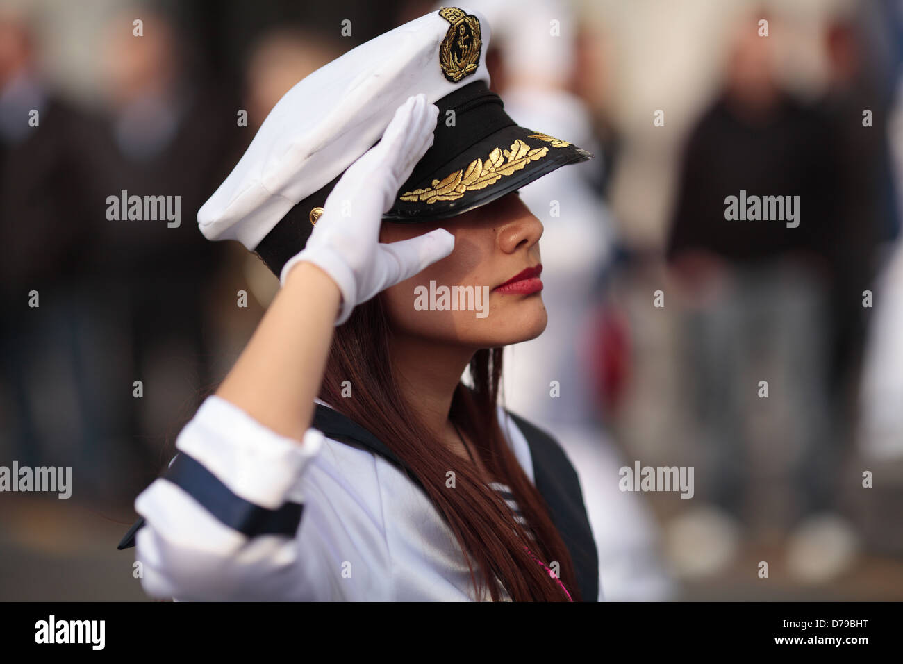 Sailor girl saluting Stock Photo - Alamy