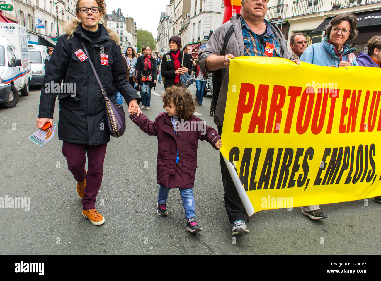 Paris, France. French Labor Trade Unions, CGT, Families Carrying ...