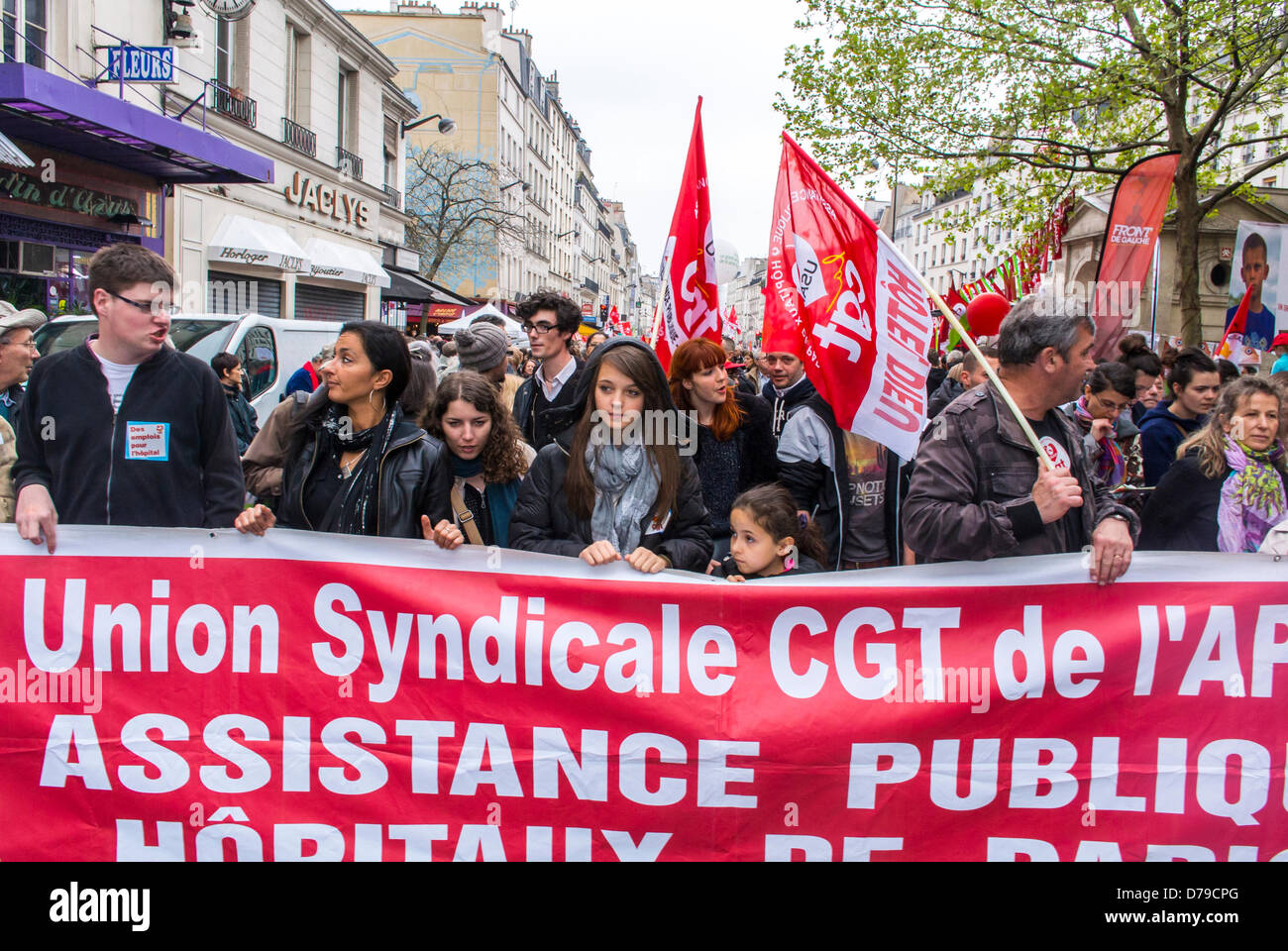 Paris, France. Large Crowd People, Front, French Labor Trade Unions ...
