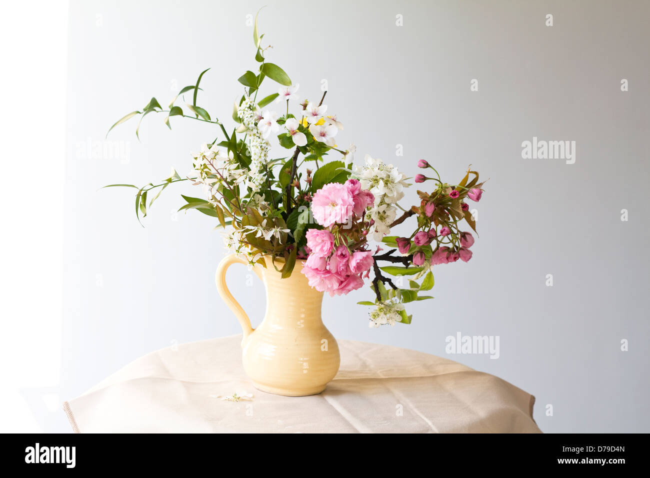 Spring blossom in vase, still life photography Stock Photo - Alamy