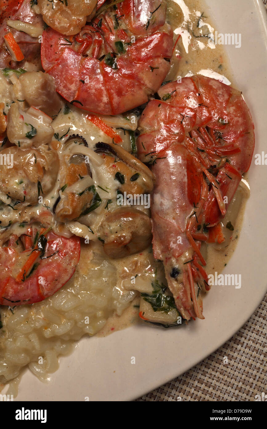 sae-food with rice and milk cream sauce Stock Photo - Alamy