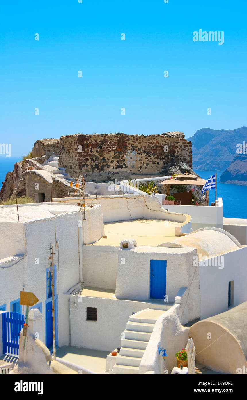 Beautiful empty street and traditional architecture on island of ...