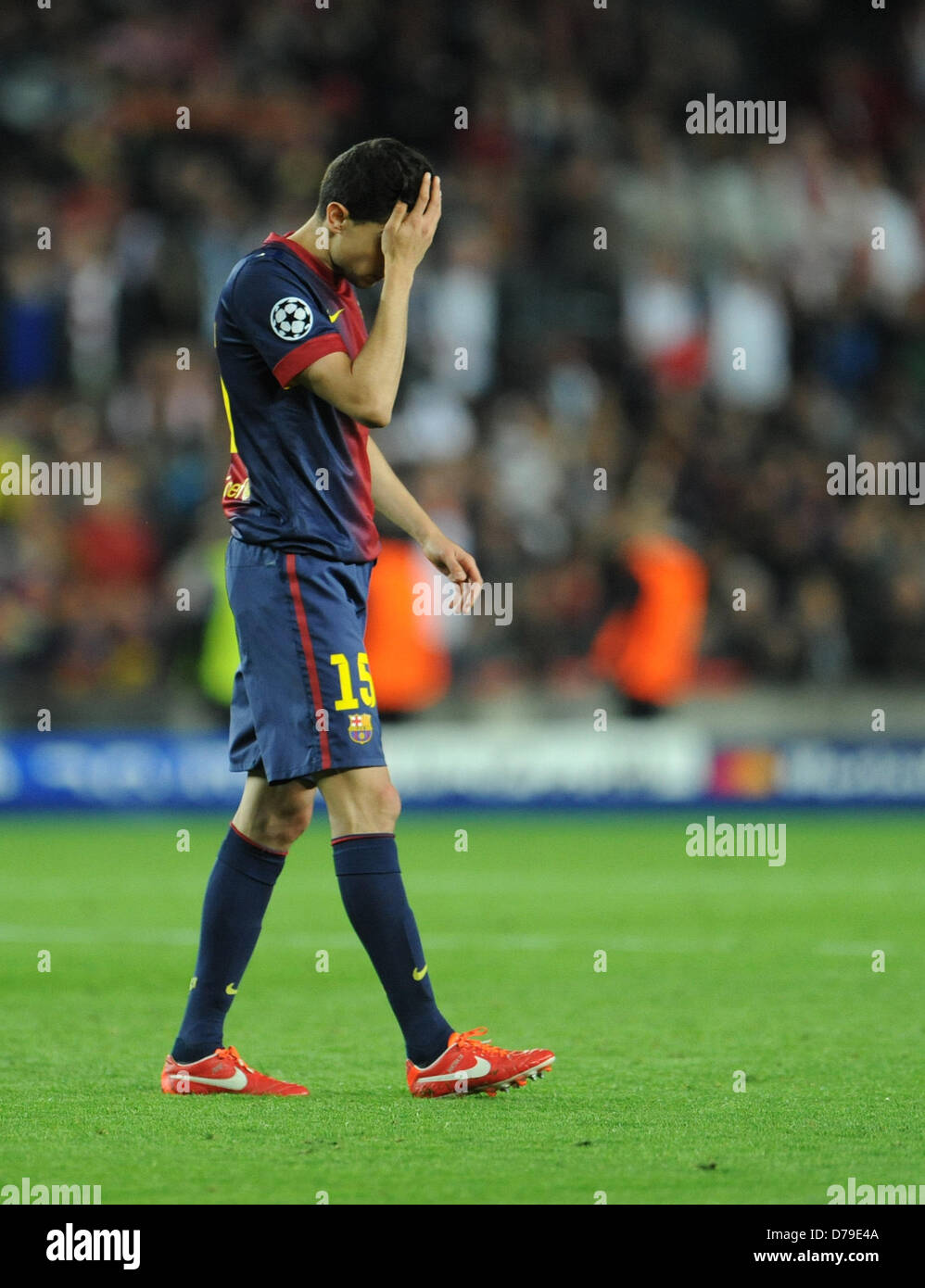 Barcelona's Marc Bartra reacts during the UEFA Champions League semi ...