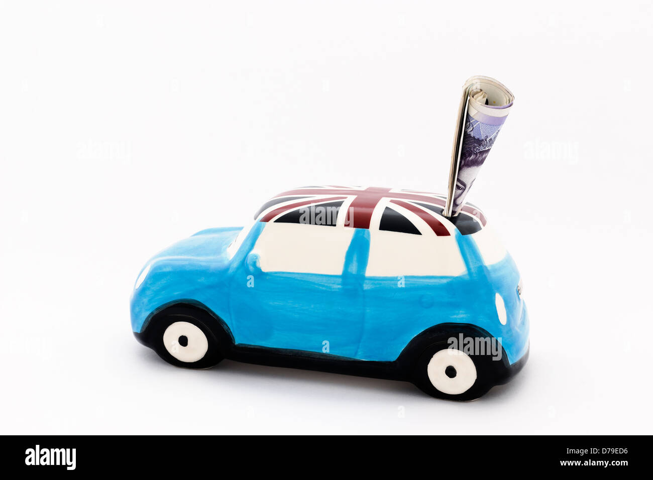 Car money box stuffed with notes Stock Photo - Alamy