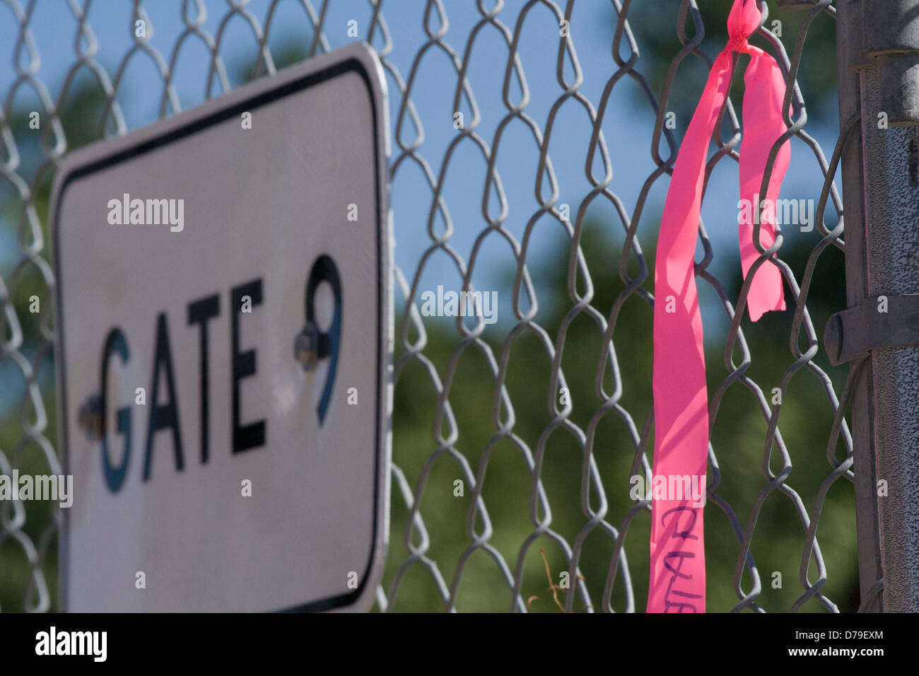 Gate number 9 blocking onlookers from entering an unsafe area Stock ...