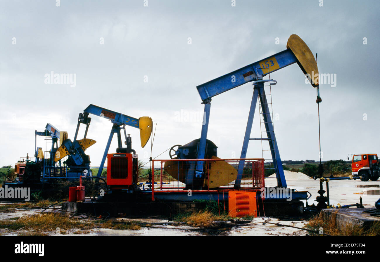 South East Barbados Oil Pumps Nodding Donkey Stock Photo - Alamy
