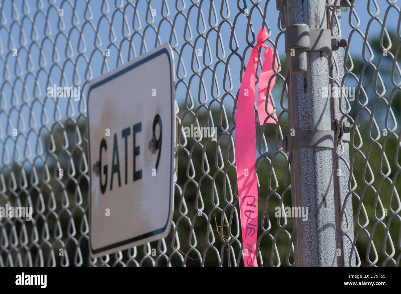 Gate number 9 blocking onlookers from entering an unsafe area Stock ...