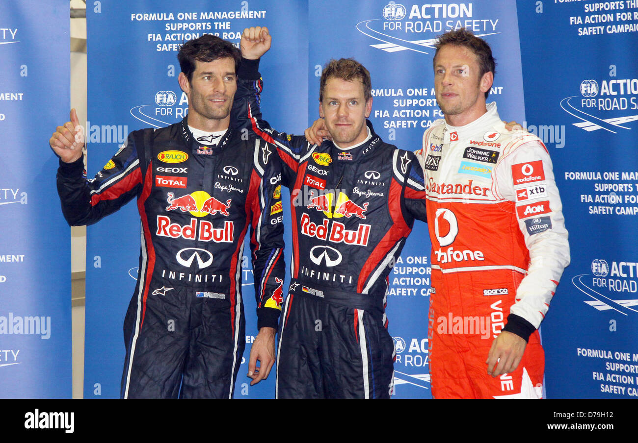 Mark Webber, Sebastian Vettel and Jenson Button Qualifying stages of ...