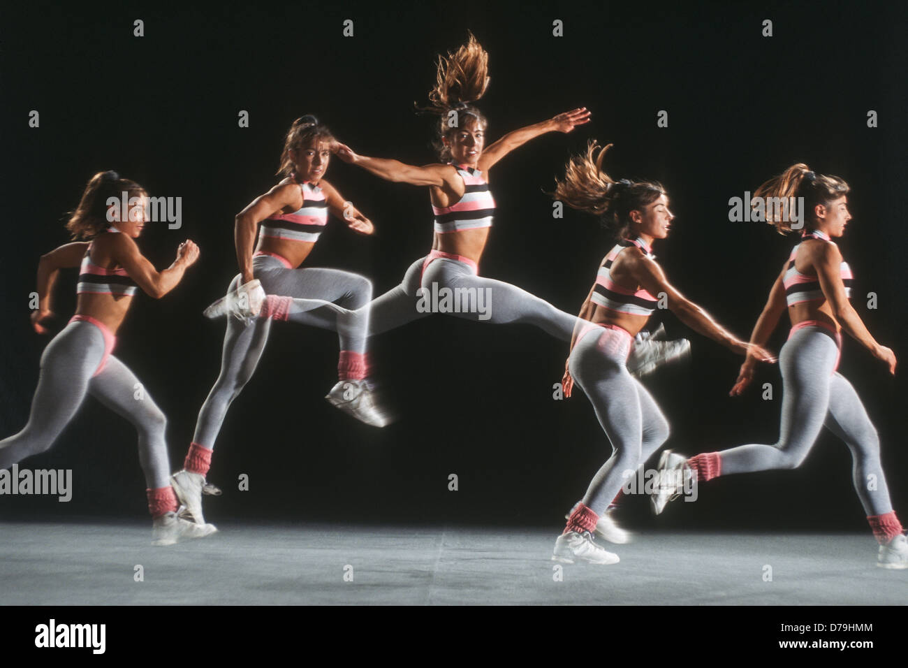 Sequence of woman leaping Stock Photo - Alamy