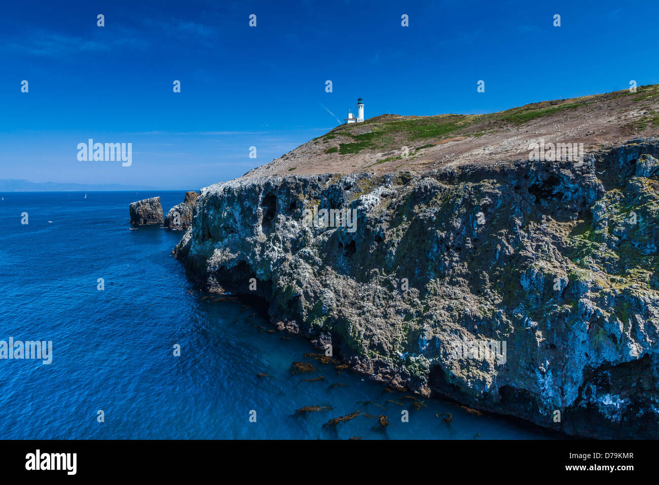 Headlands and Anacapa Island Lighthouse, on East Anacapa Island ...