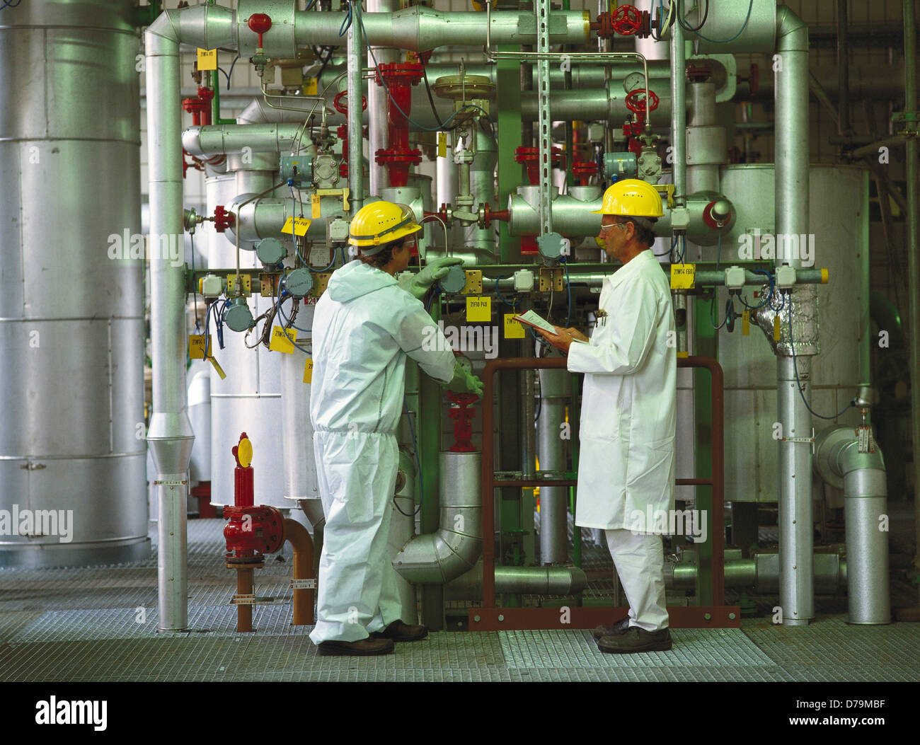 Two men inspecting chemical industrial plant Stock Photo - Alamy