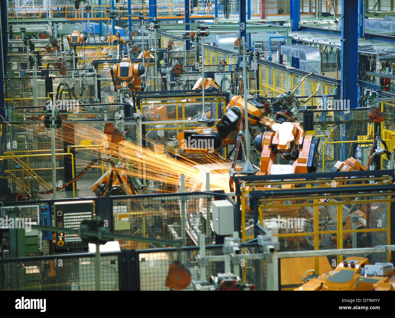 Production line robots welding car body Stock Photo - Alamy
