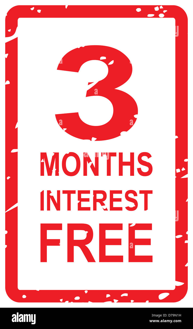 Red rubber stamp vector for 3 months interest free business concept ...