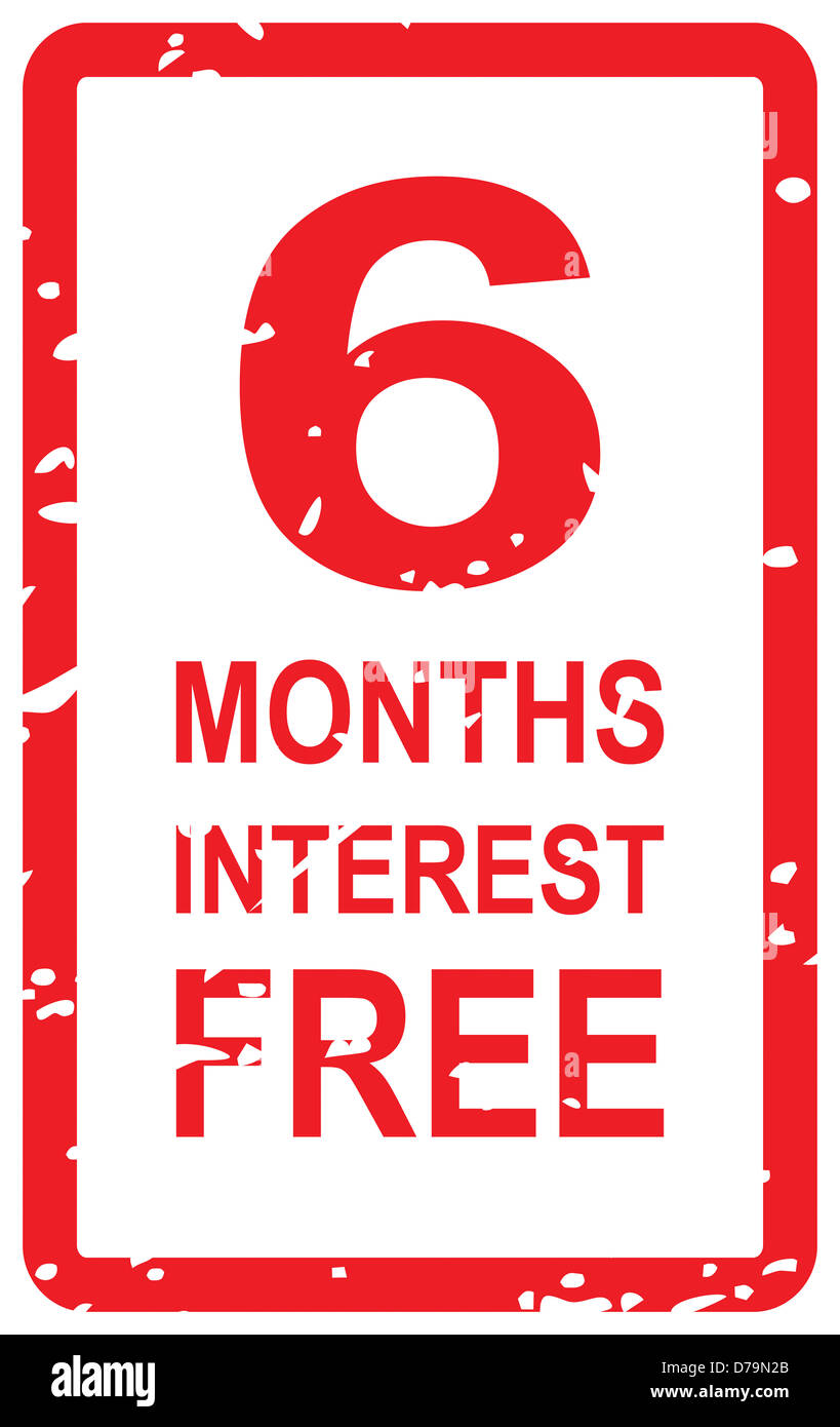 Red rubber stamp vector for 6 months interest free business concept ...