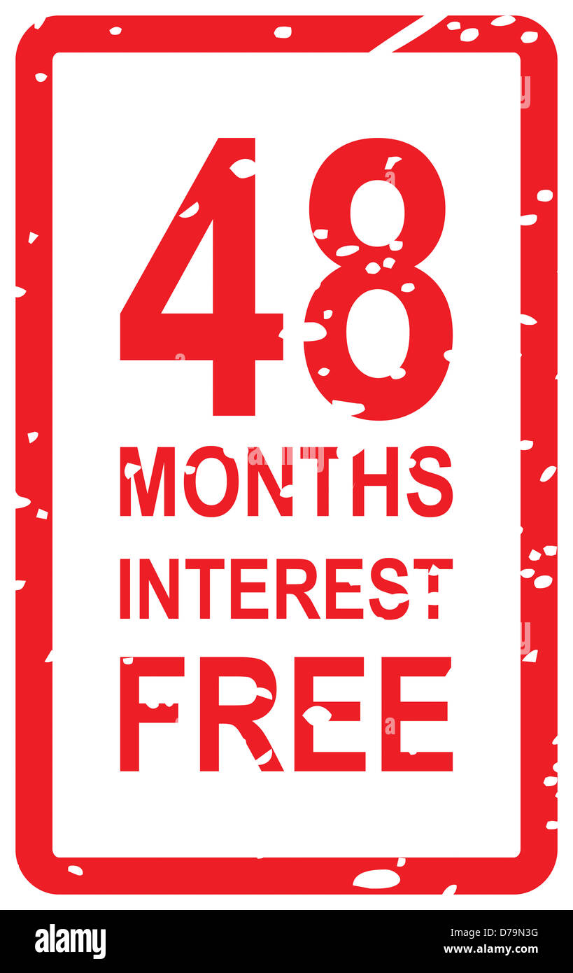 Red rubber stamp vector for 48 months interest free business concept ...