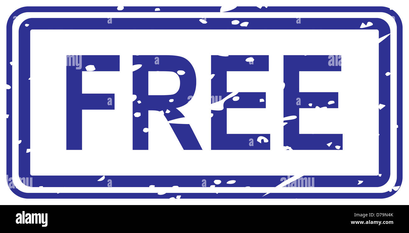 Blue rubber stamp vector for free business concept Stock Photo - Alamy