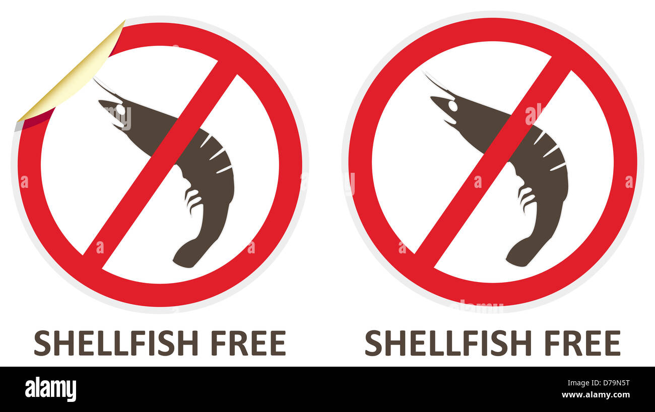 Shellfish free vector stickers and icons for allergen free products ...