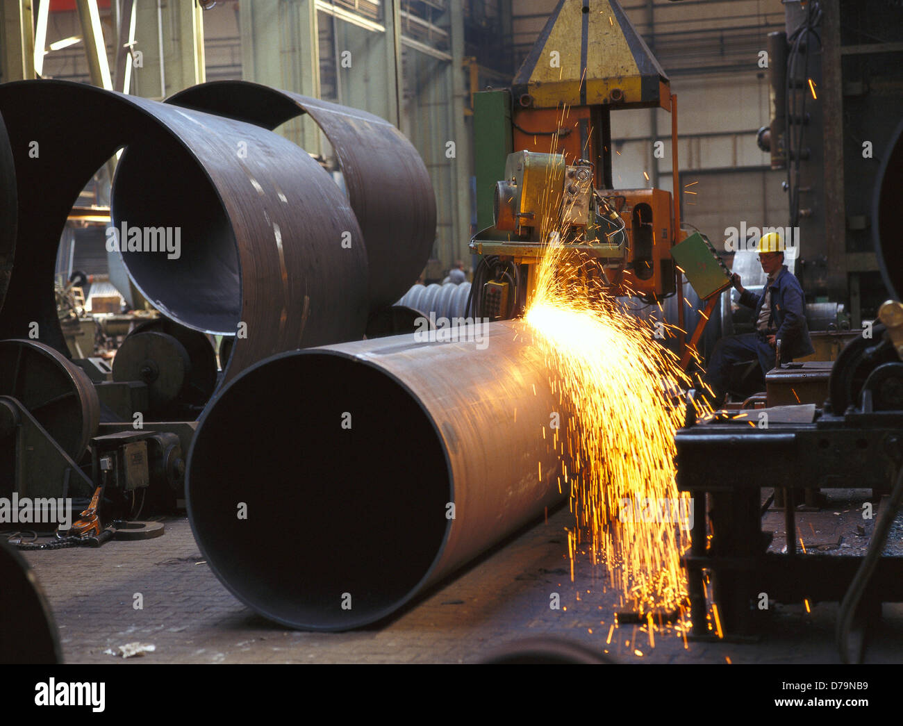 Boiler construction mechanic welding Stock Photo - Alamy