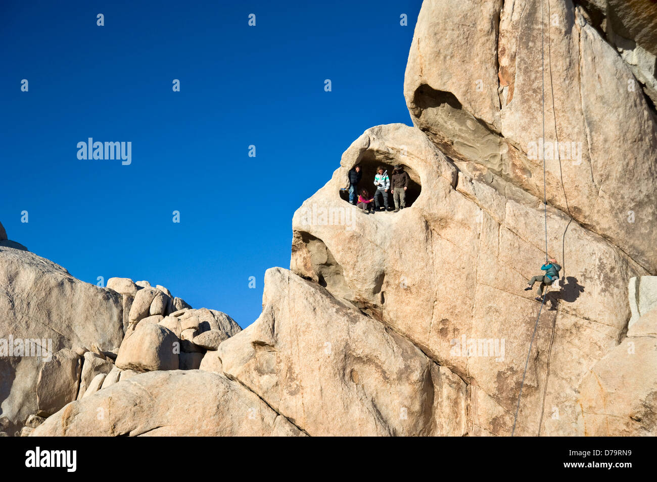 Rock climbers at Joshua Tree National Monument in California Stock ...