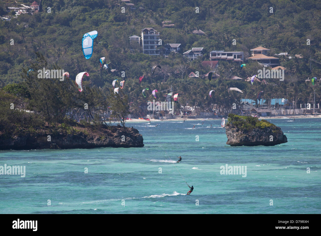 Kiteboarding on Balabag Beach in Boracay, Philippines Stock Photo - Alamy