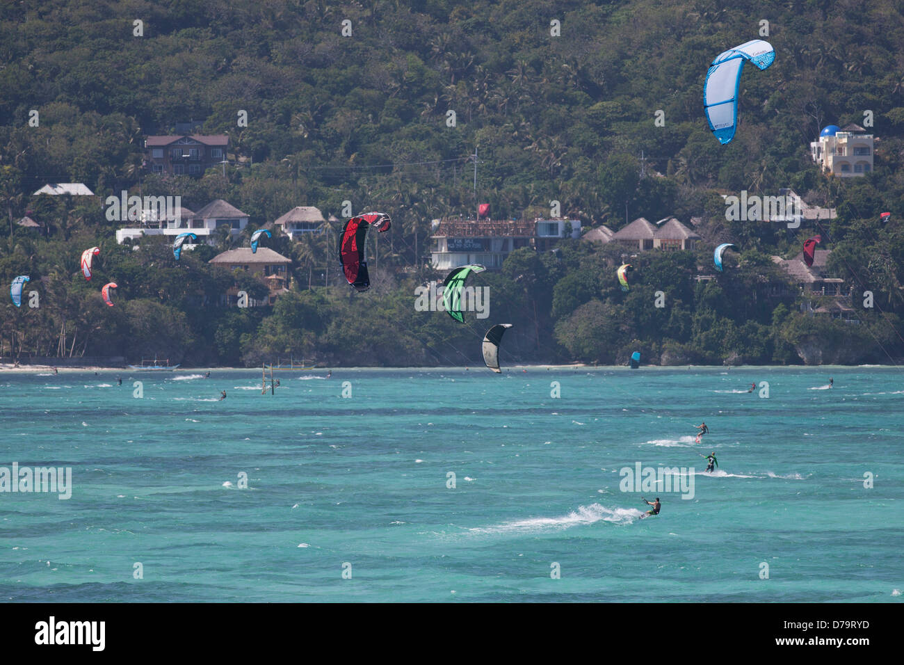 Kiteboarding on Balabag Beach in Boracay, Philippines Stock Photo - Alamy