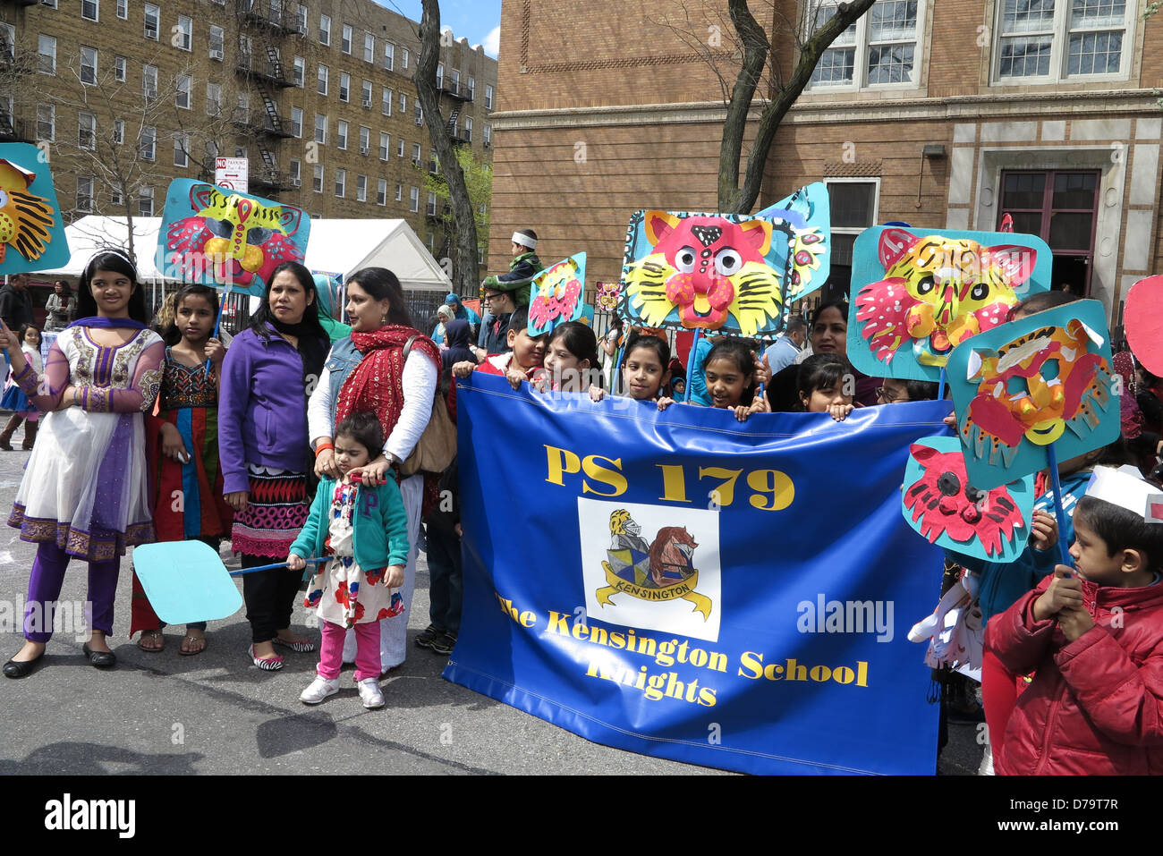 School children prepare to march in Bengali New Year Parade, Little ...