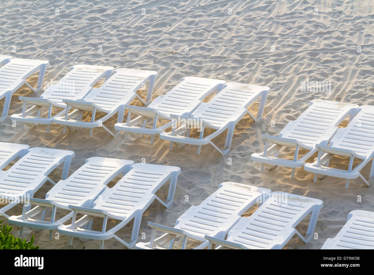 White pool chairs on the beach Stock Photo - Alamy