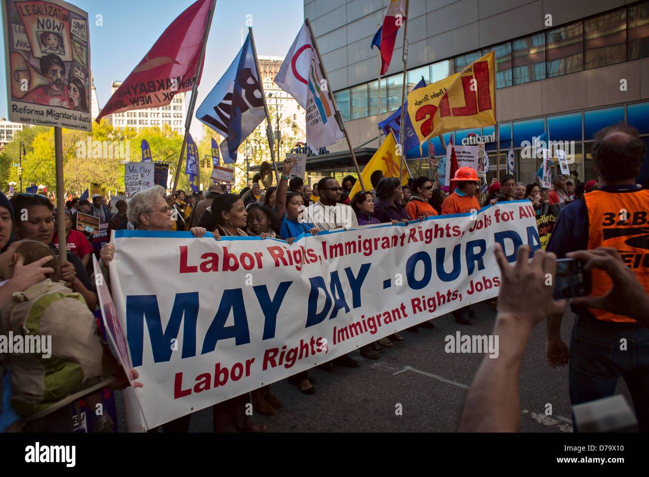 Wednesday, May 1, 2013, New York, NY, US: Workers' rights demonstrators ...
