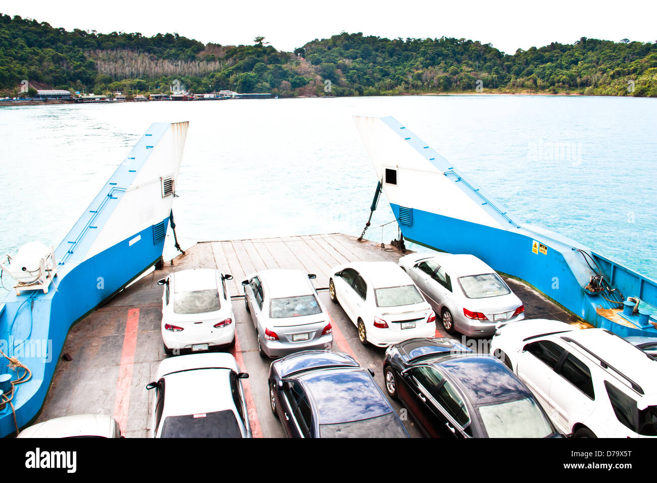 TRAT, THAILAND: rear of the ferry. A boat across to Koh Chang in ...