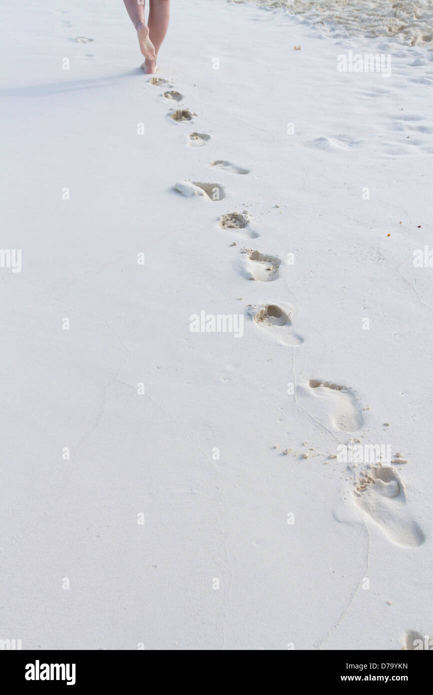 Fresh footprints on the beach Stock Photo - Alamy