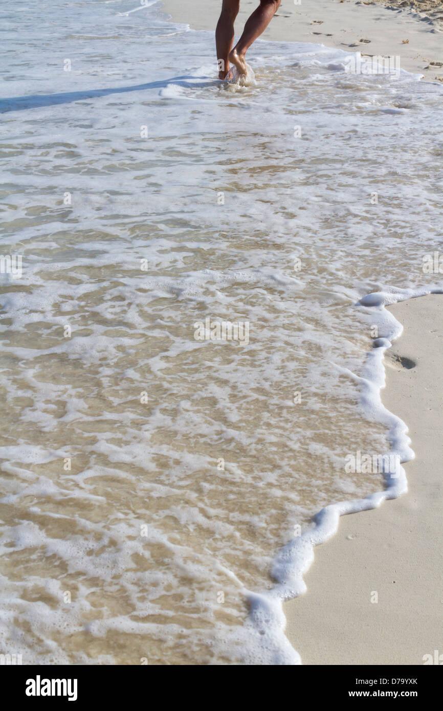 Fresh footprints on the beach Stock Photo - Alamy
