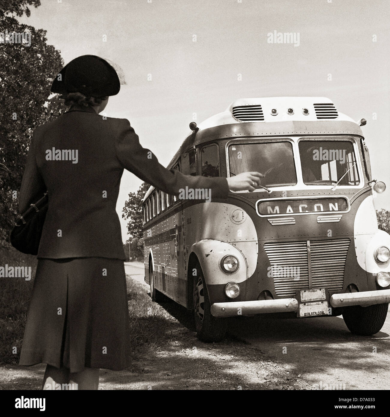 Flagging Down Bus Stock Photo - Alamy