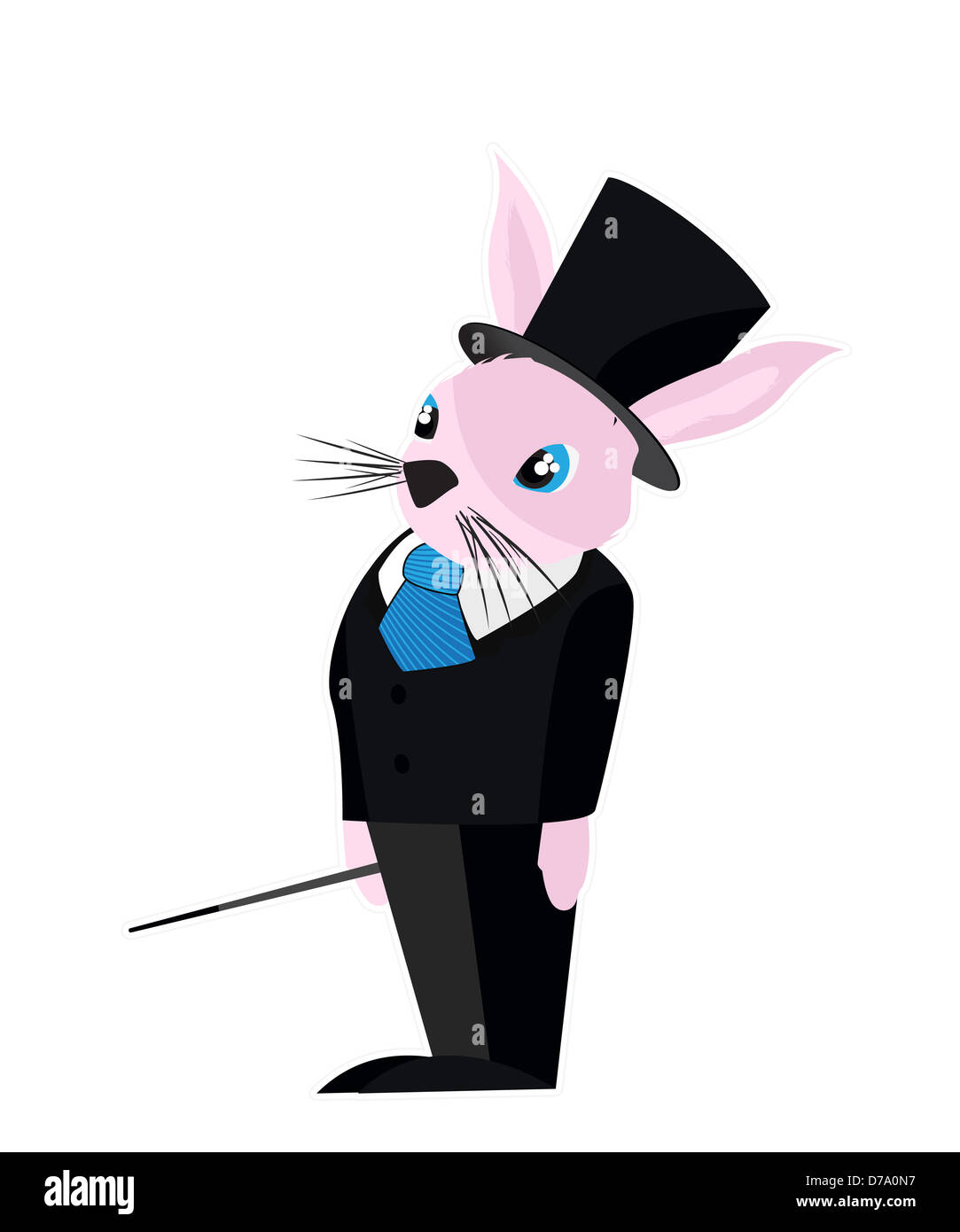 Cartoon style drawing of a rabbit magician Stock Photo - Alamy