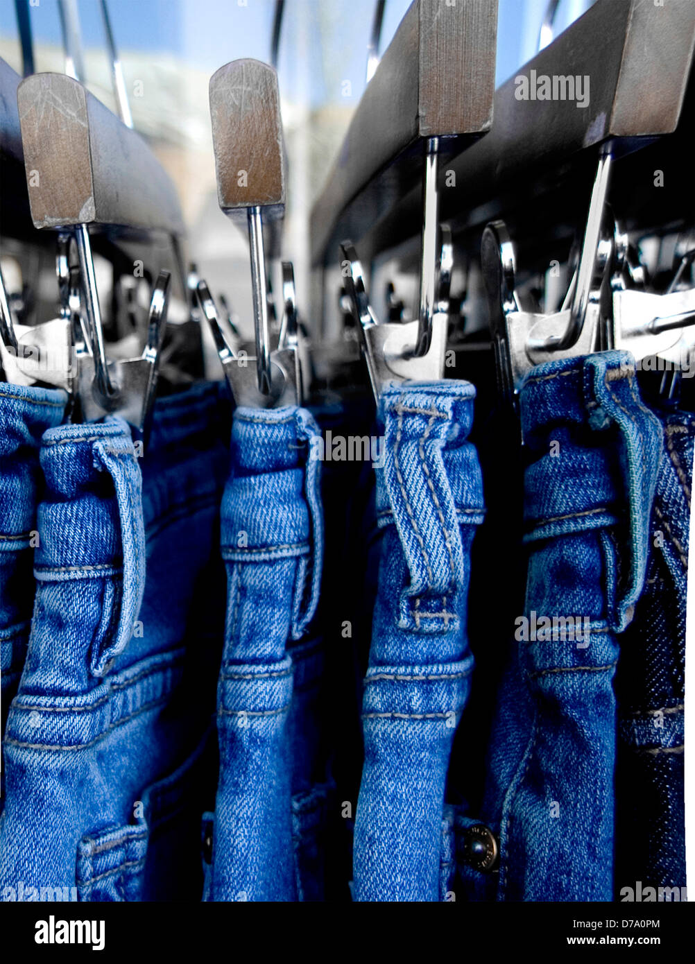 close up of jeans on a rack Stock Photo - Alamy