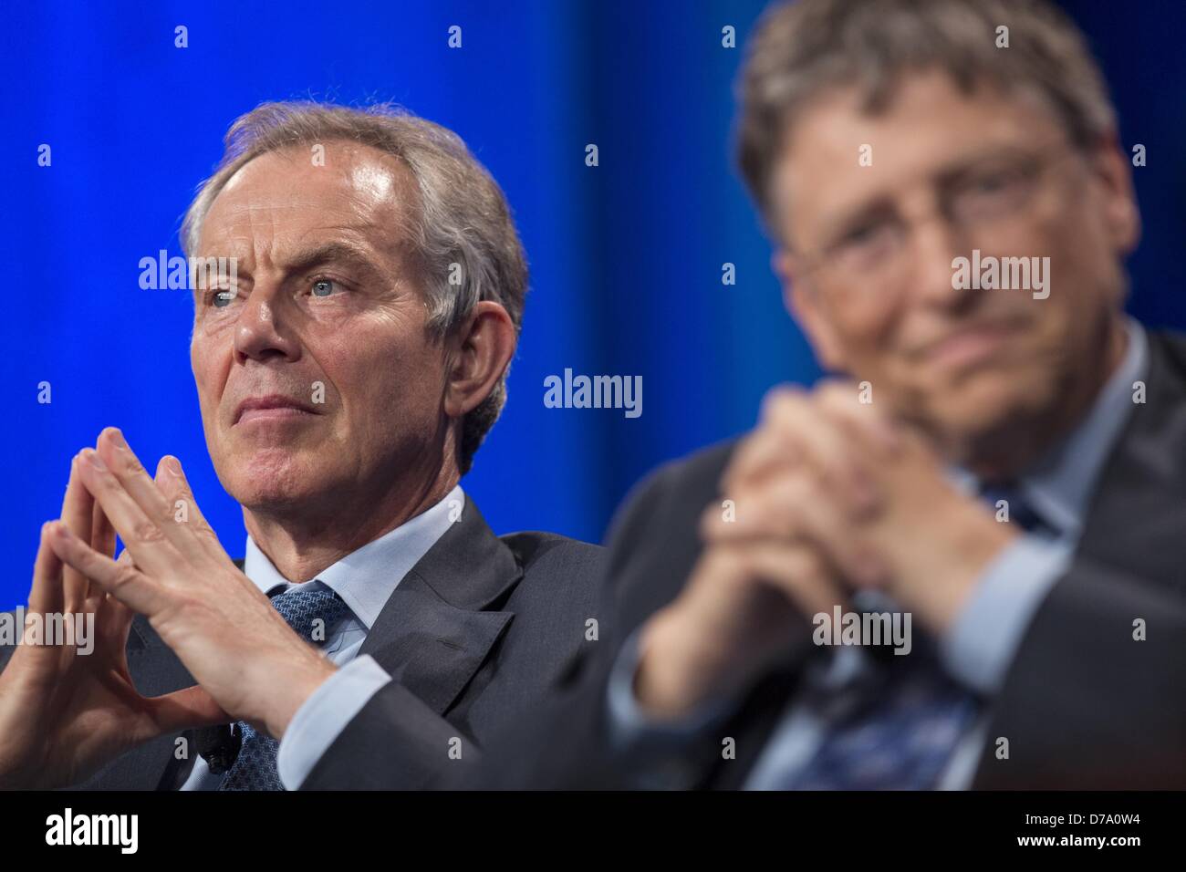 Los Angeles, California, U.S.May 1, 2013. Tony Blair, left, former ...