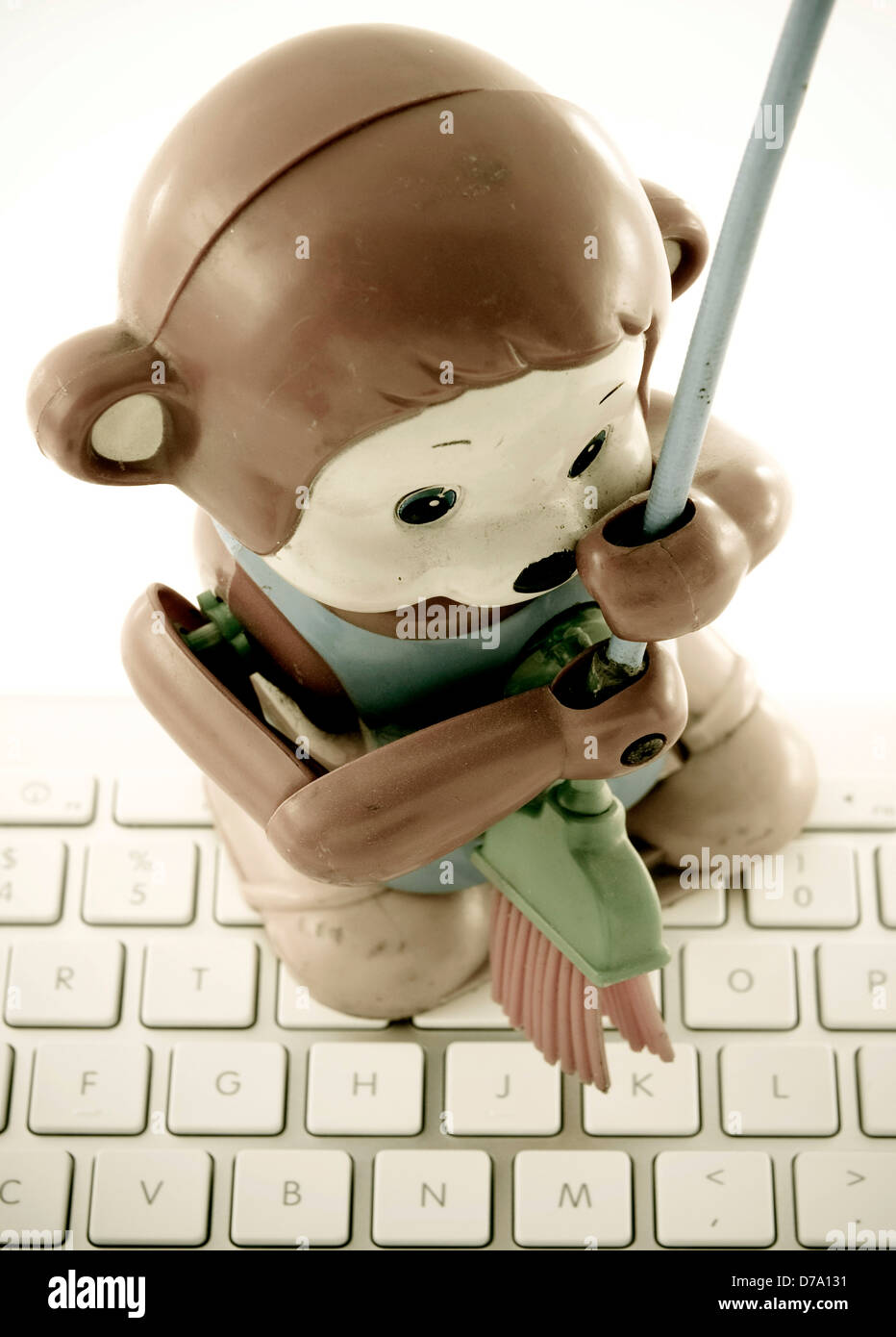 Monkey cleans computer Stock Photo - Alamy