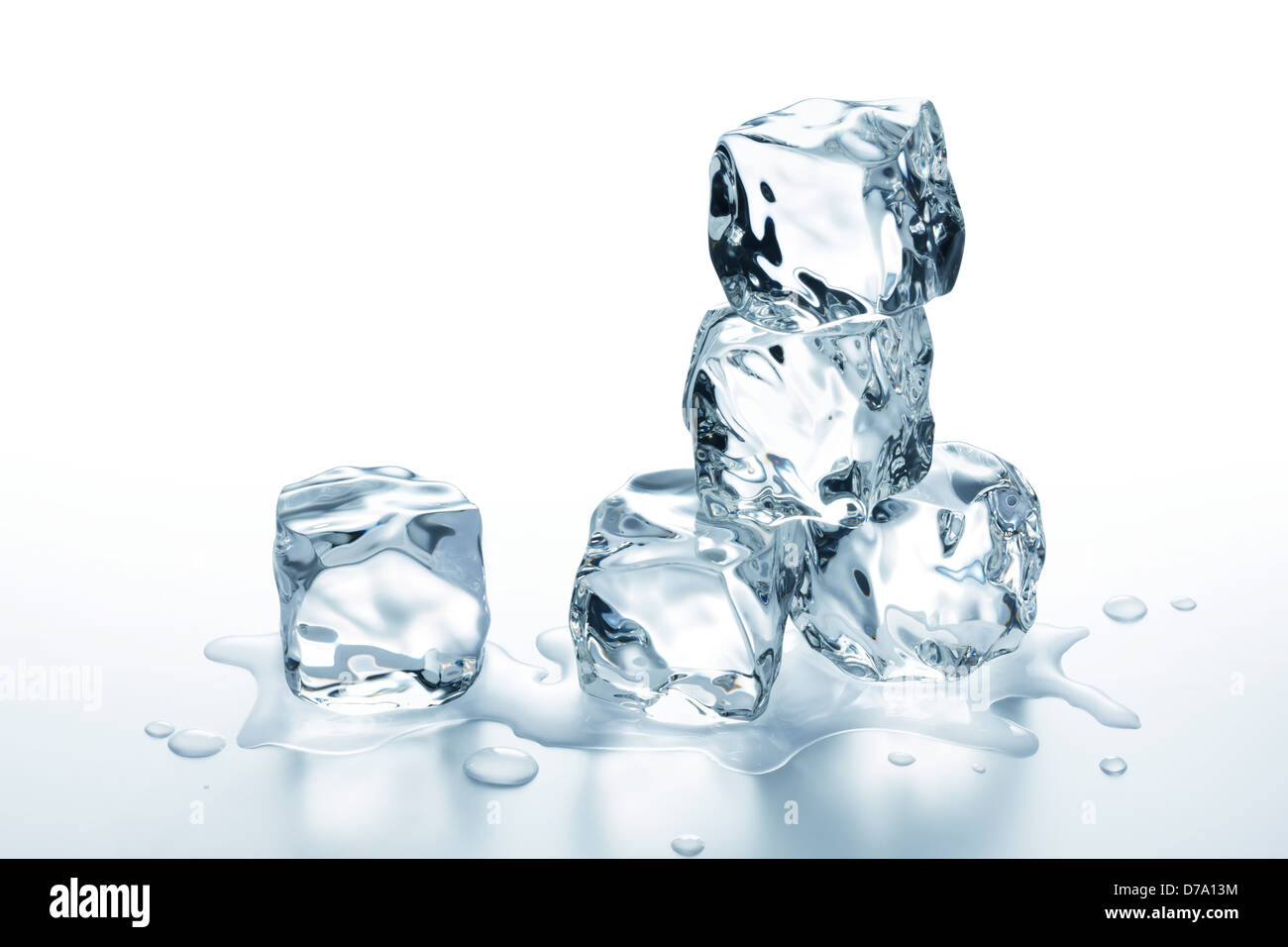 few ice cubes stack on glass table Stock Photo - Alamy